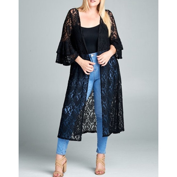Tops | Plus Boho Lace Long Cardigan Duster Maxi Tunic Top | Poshmark